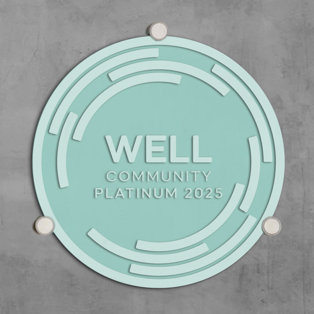 WELL COMMUNITY Plaque-Clear Sand Blasted Glass – Green Plaque