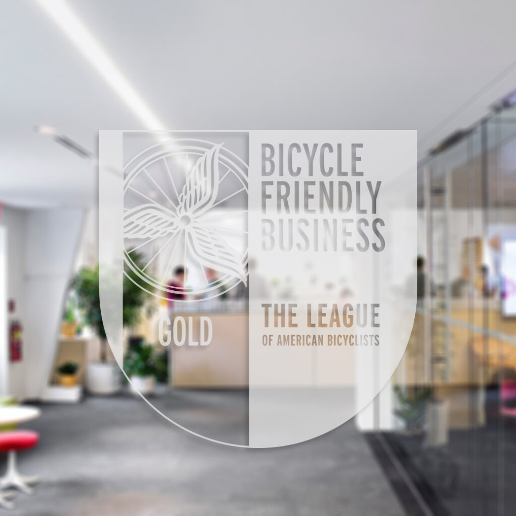 BICYCLE FRIENDLY AMERICA – TRANSLUCENT STICKER – Green Plaque