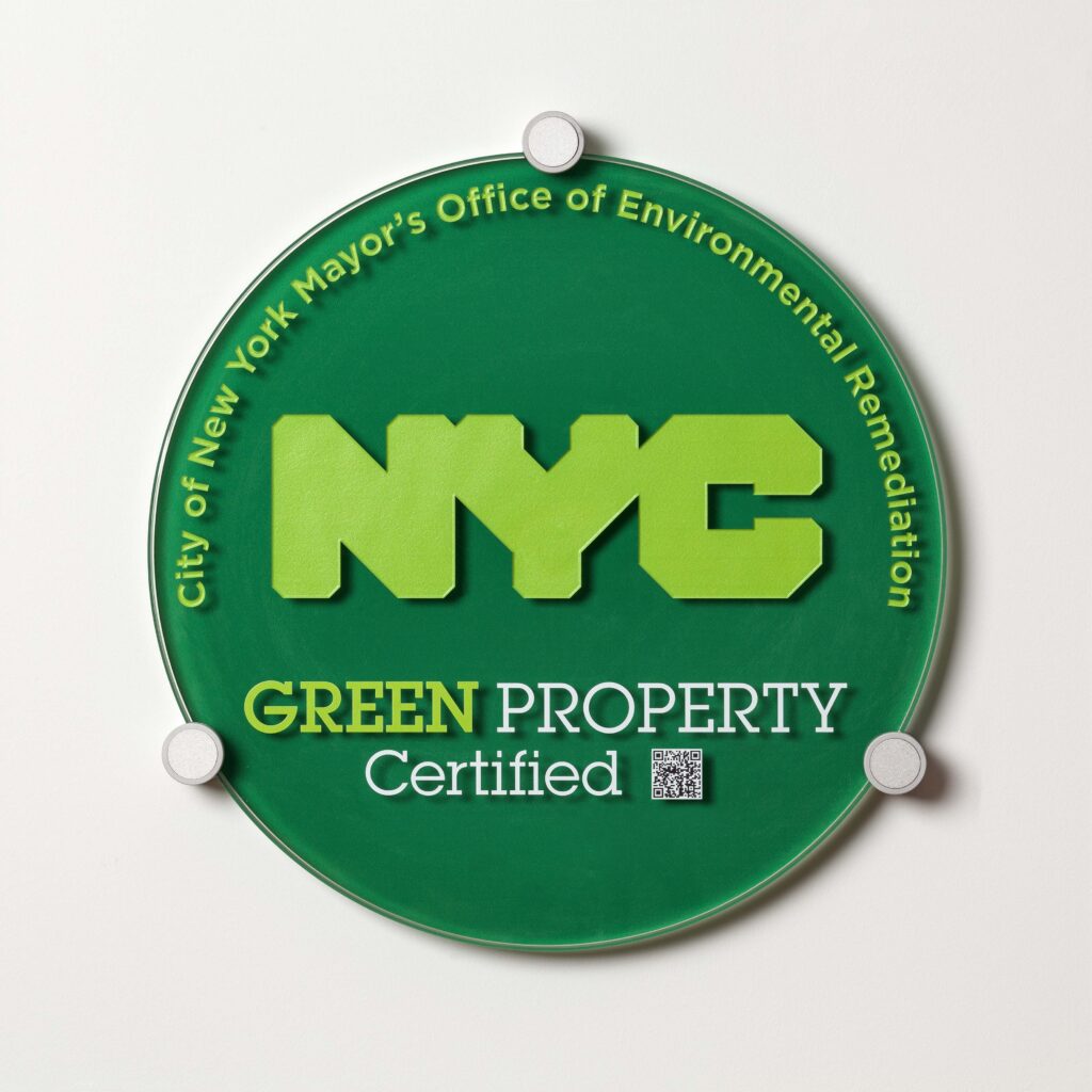 NYC Plaque – Painted Clear Glass – Green Plaque